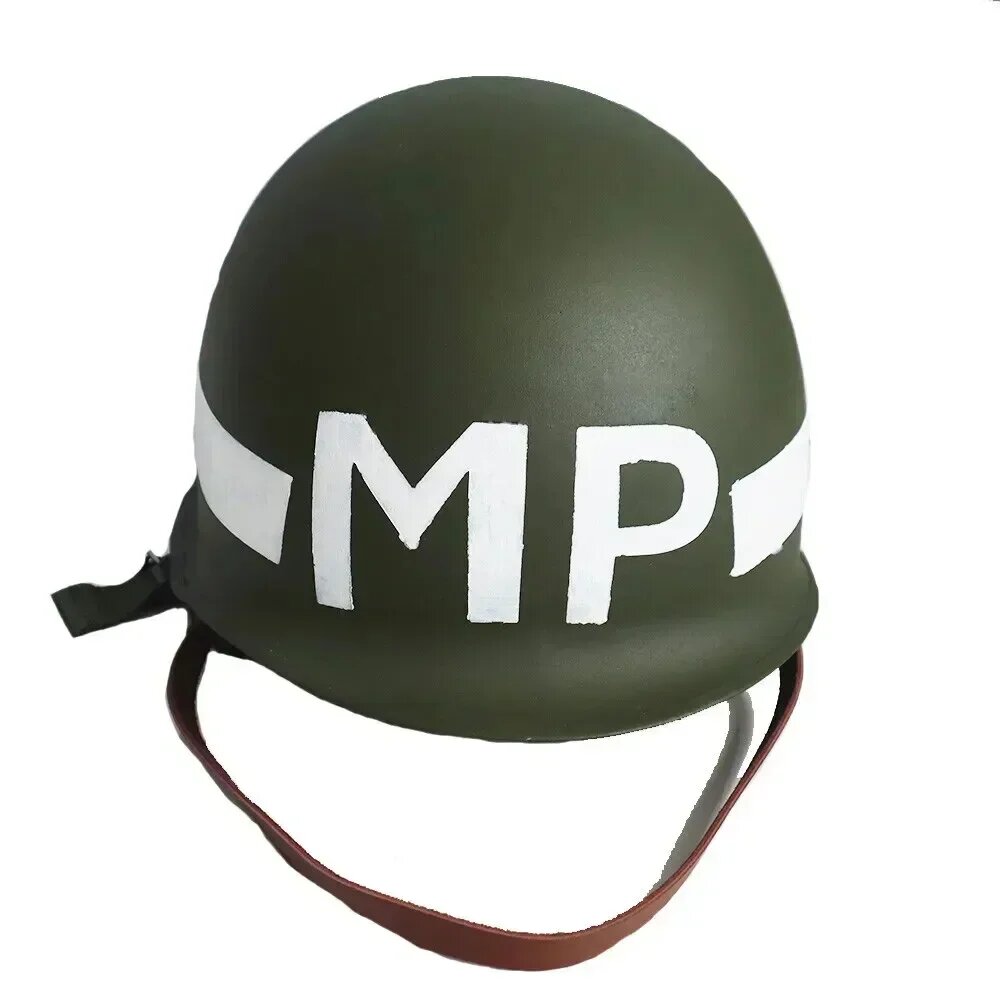 Винтажный MP шлем, металлический солдатский шлем, двухслойное комбинированное оборудование, мягкий шлем M1, шлем WW2, green, Один размер, Унисекс