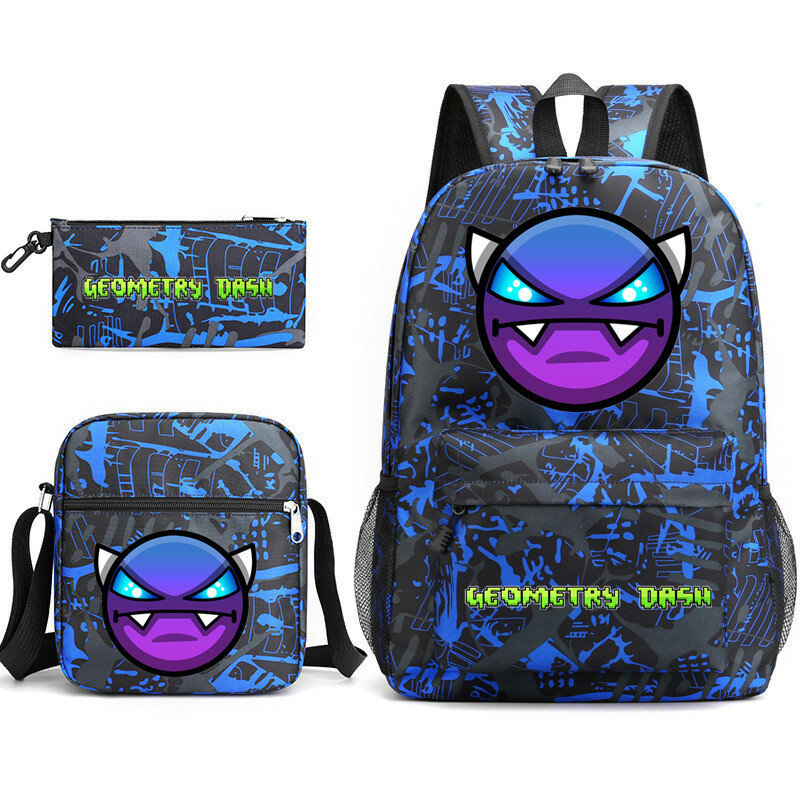 Geometry Dash Game Geometry Dash школьная сумка из трех предметов для мужчин и женщин, студенческий рюкзак для кампуса на первый семестр