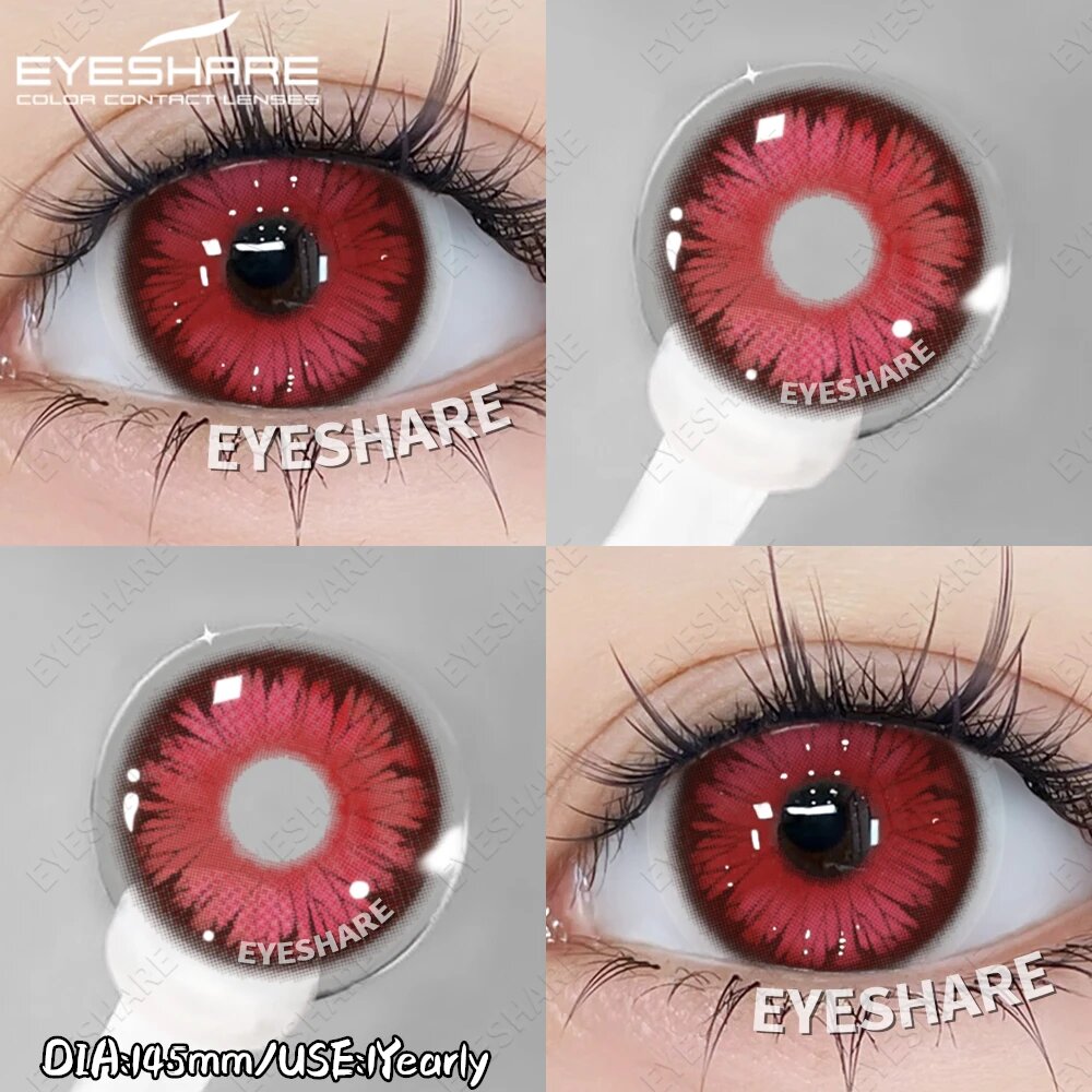 Цветные Контактные Линзы EYESHARE Для Косплея В Стиле Аниме, Одноразовые, Мягкие, HEMA, Синие, Фиолетовые, Зеленые, Красные