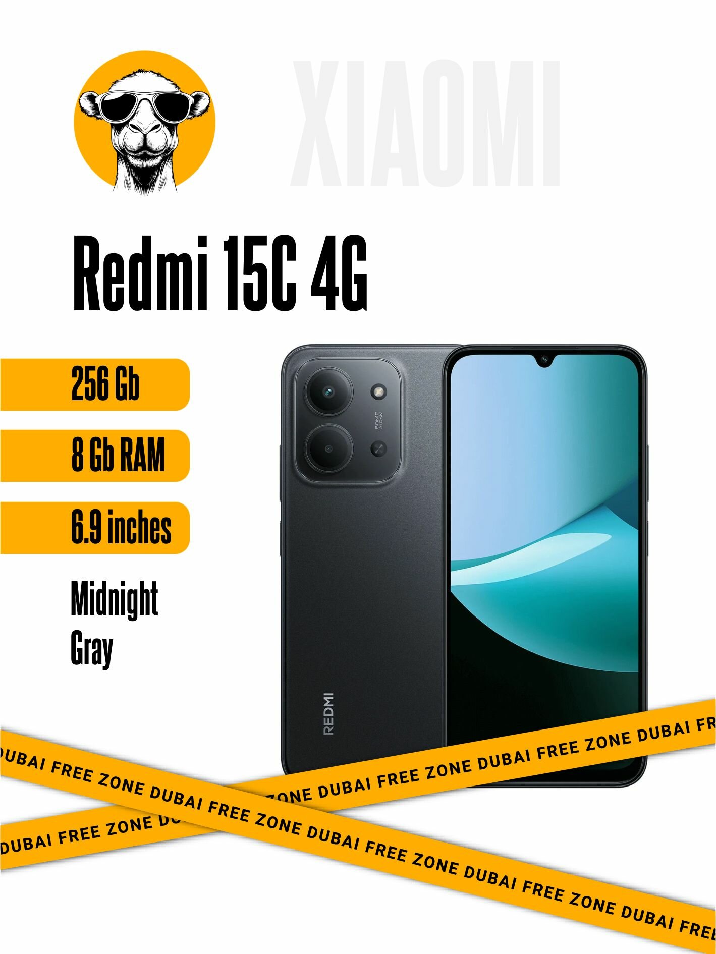 Смартфон Xiaomi Redmi 15C 4G 8/256Gb Midnight Gray/Серый
