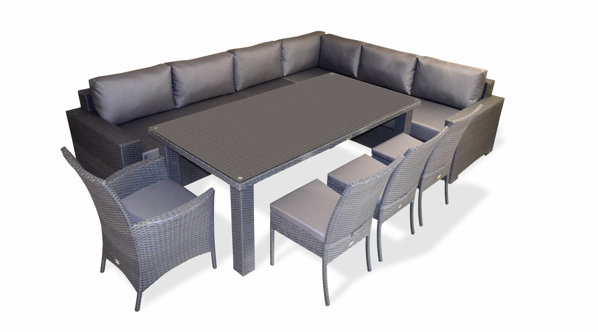 Комплект из искусственного ротанга Монтеррей, темно-серый графит, 10 персон