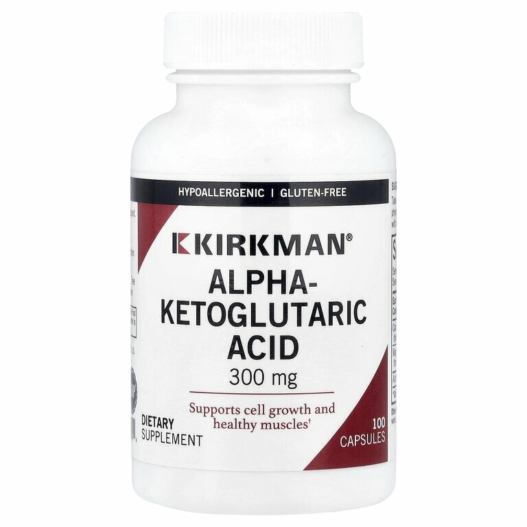 Kirkman, Alpha-Ketoglutaric Acid, Альфа-кетоглутаровая кислота 300 мг, 100 капсул