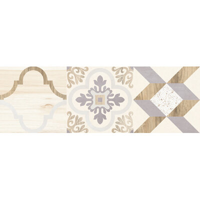 Настенная керамическая плитка Laparet Woody 25х75 см бежевый узор для стен ванной комнаты