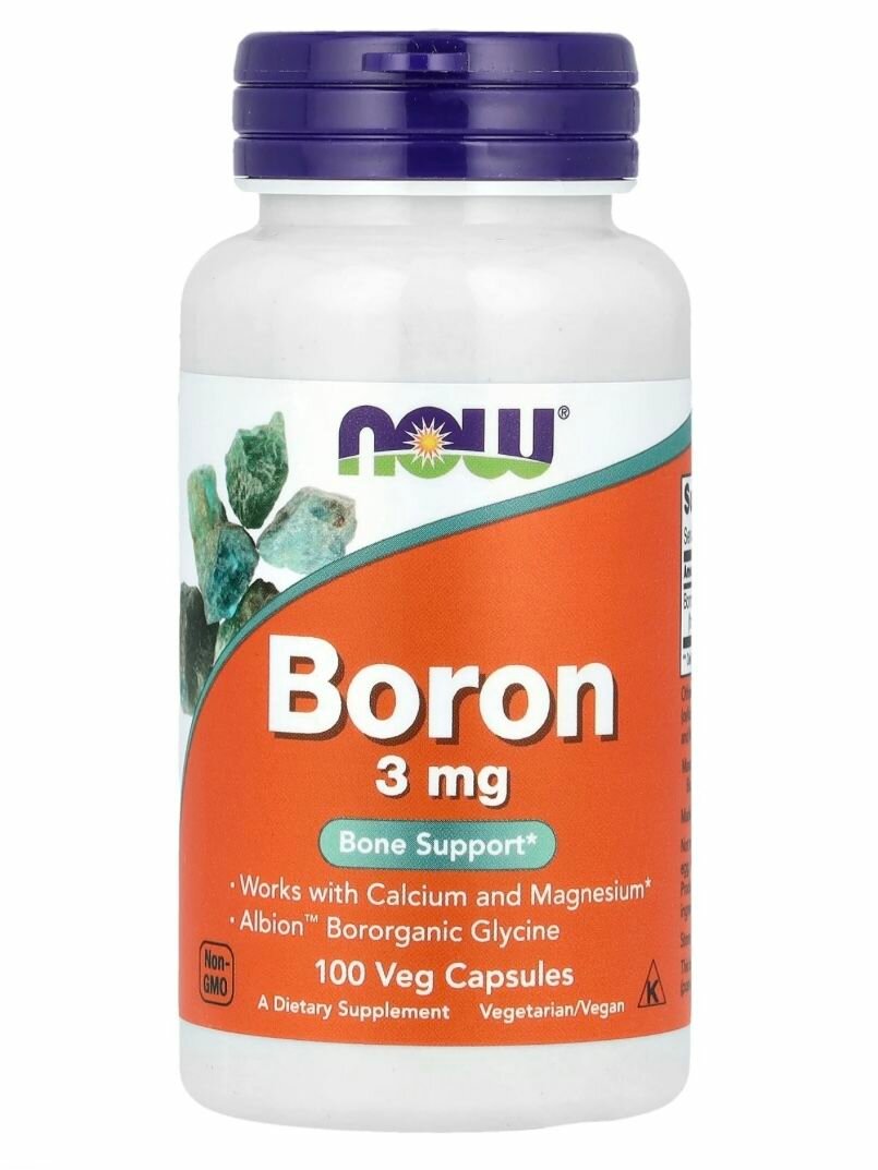 БАД Now Foods Boron, Бор для костей и суставов, 3 мг, 100 капсул — фото 1