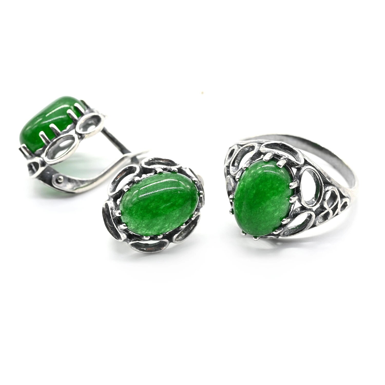 Комплект бижутерии: кольцо, хризопраз