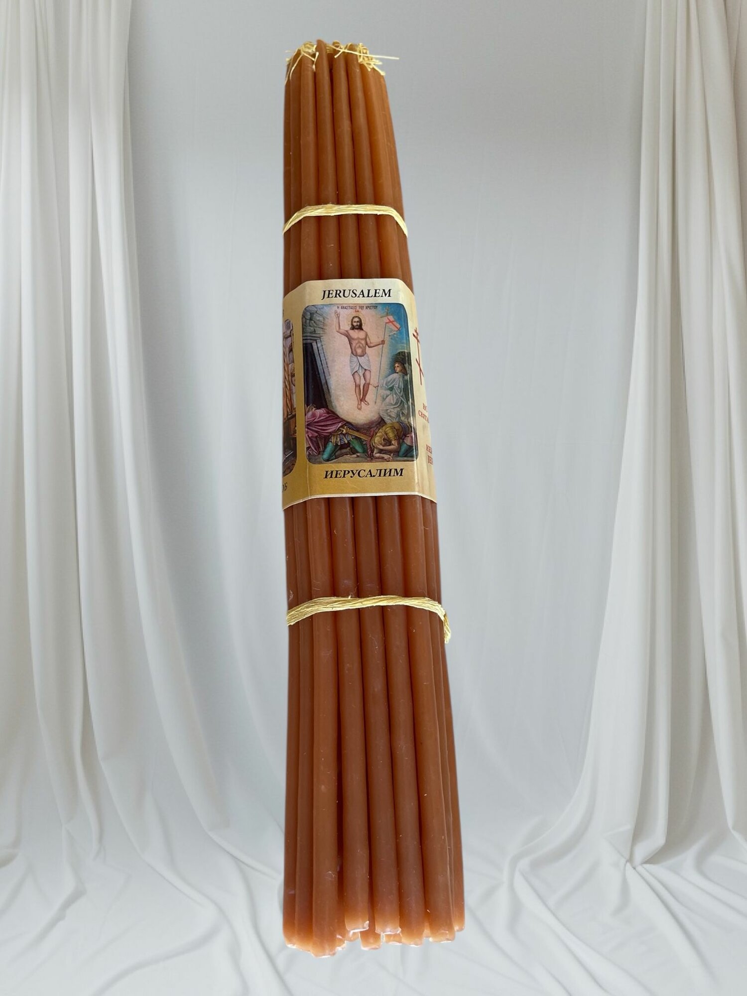 Свечи Иерусалимские медовые, воск 100%, 33 шт. h 28см