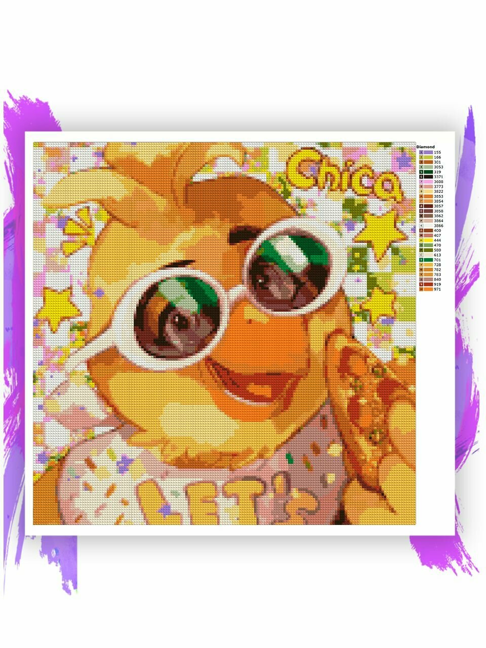 Алмазная мозаика без подрамника - вышивка - FNAF Chica 40 х 40 см