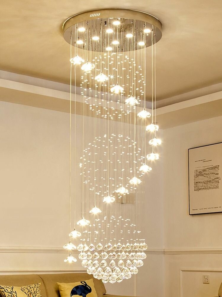 Люстра современная хрустальная с тремя шарами - Стильная подвесная LED люстра