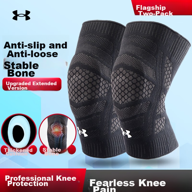 Наколенники Under Armour Knee Pads, для занятий спортом, размер XL, black, 2 шт