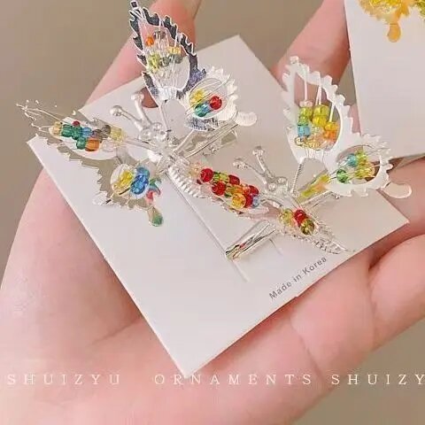 Заколки-бабочки серебряные, 2 цвета