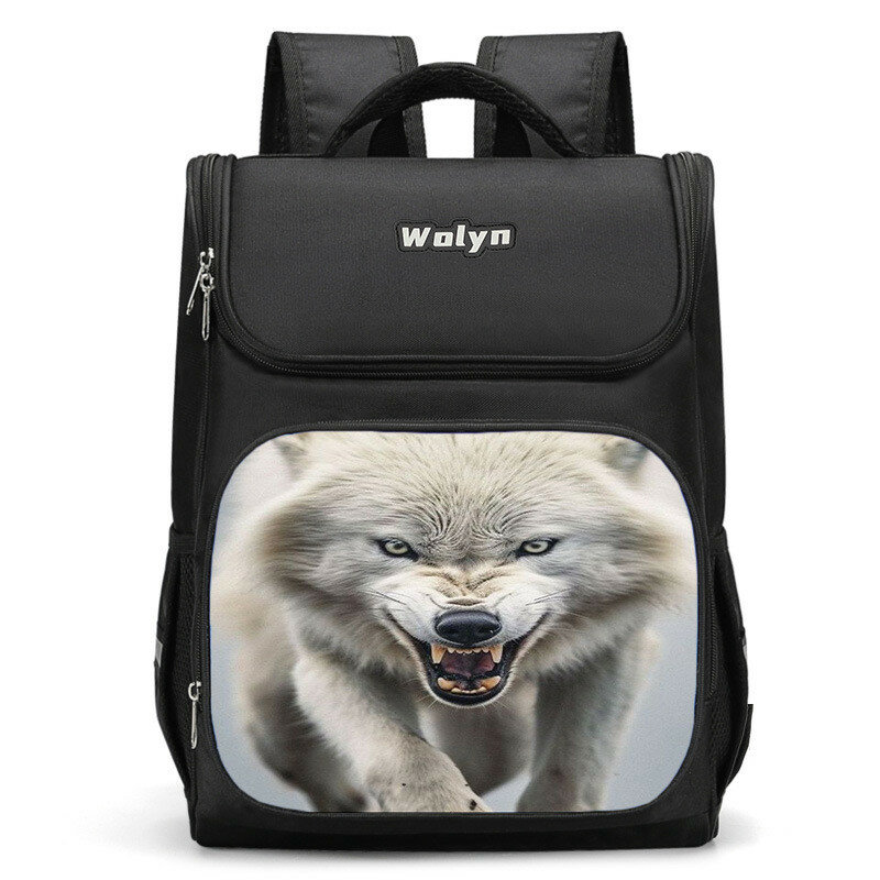 Рюкзак школьный 3д волк для детей бренд не указан износостойкая ткань оксфорд большая вместимость легкий стиль м большой