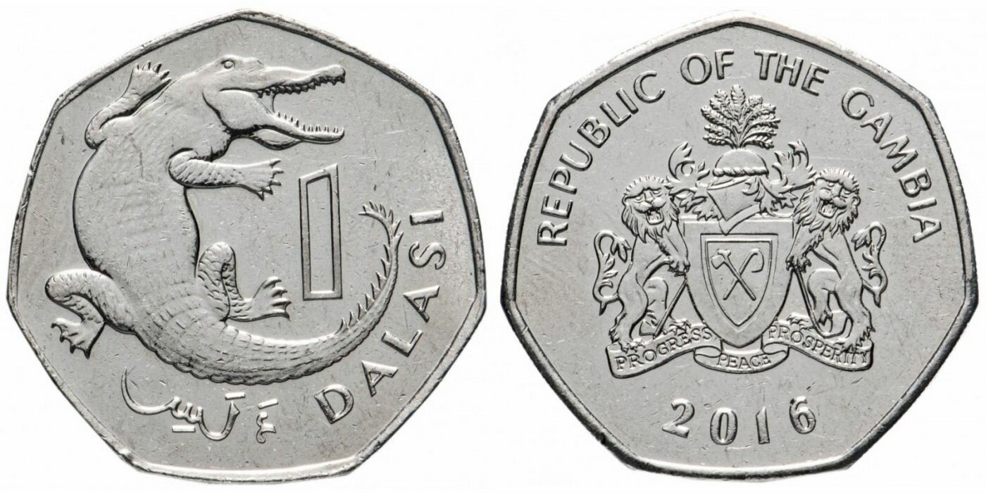 Гамбия 1 даласи, 2008 - 2021 Крокодил aUNC