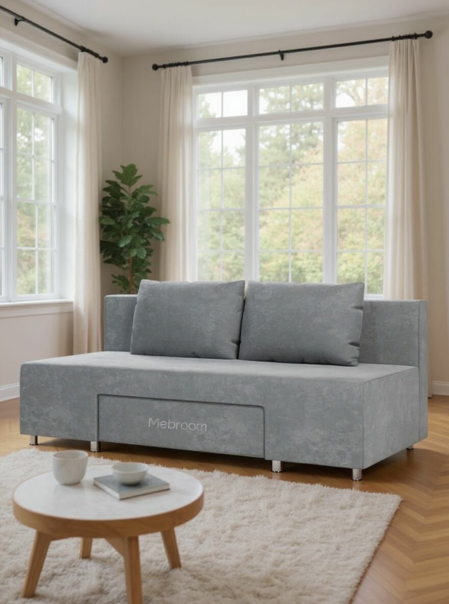 Диван-кровать прямой раскладной "Сан-Ремо" с ящиком для белья, велюр