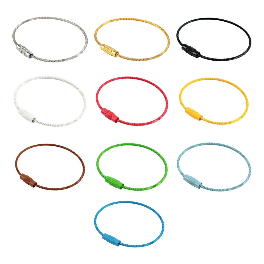 Кольца для ключей из стальной проволоки 10 цветов-цветная смешанная упаковка