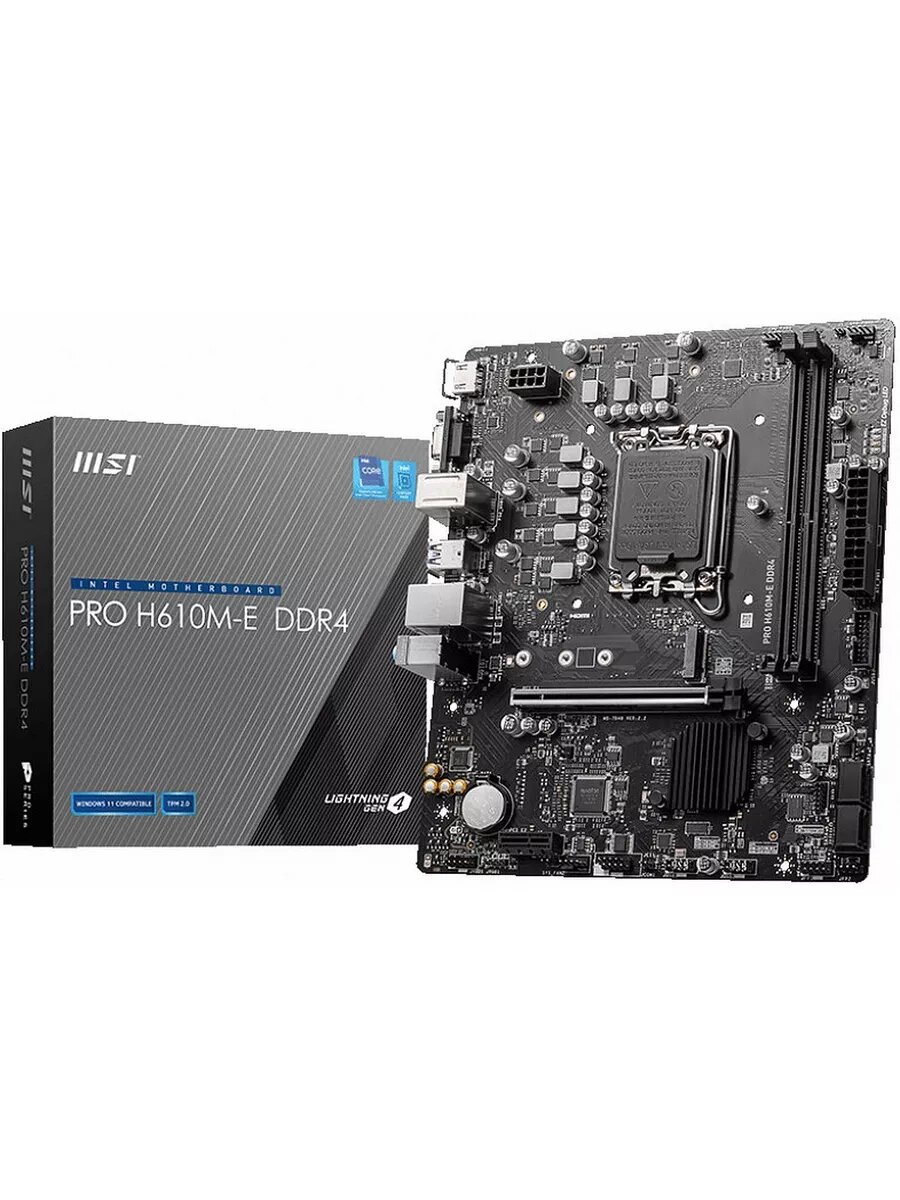 Материнская плата MSI PRO H610M-E, чипсет Intel H610, LGA 1700, Micro-ATX, 2 слота DDR4