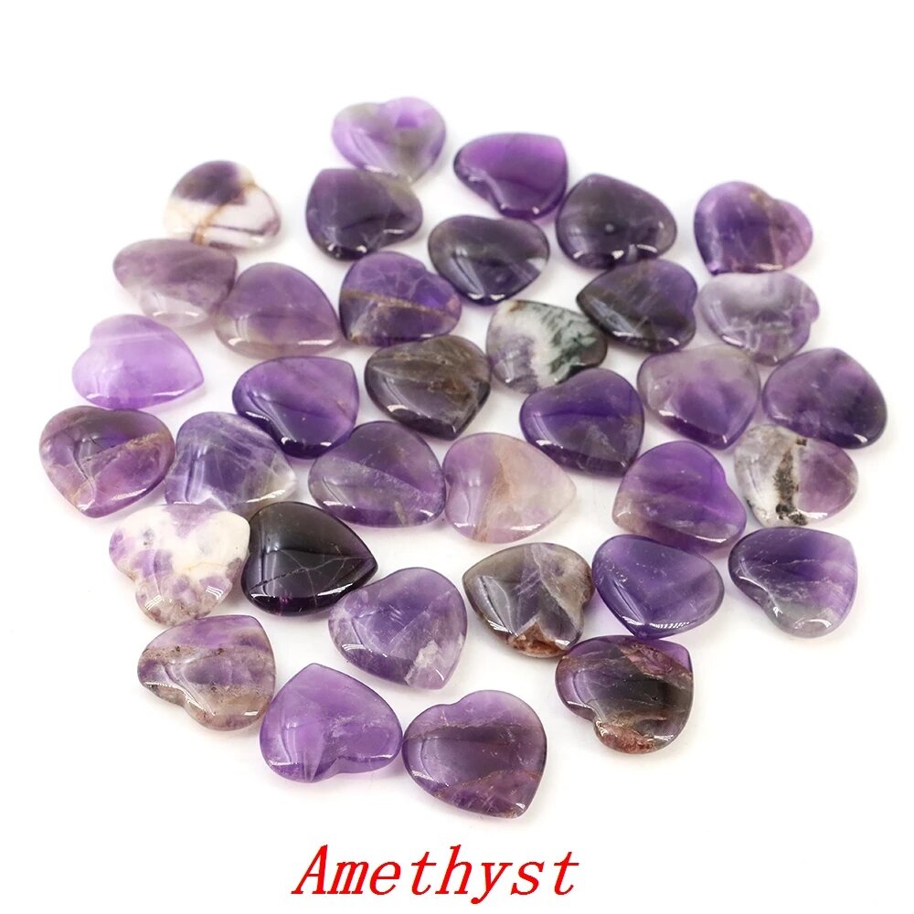 Лоты, оптовая продажа, драгоценный камень в форме сердца, любовь, 20 мм, натуральный кристалл, аметист, агат, бусина, исцеление, Рейки, натуральный камень, подарочные принадлежности