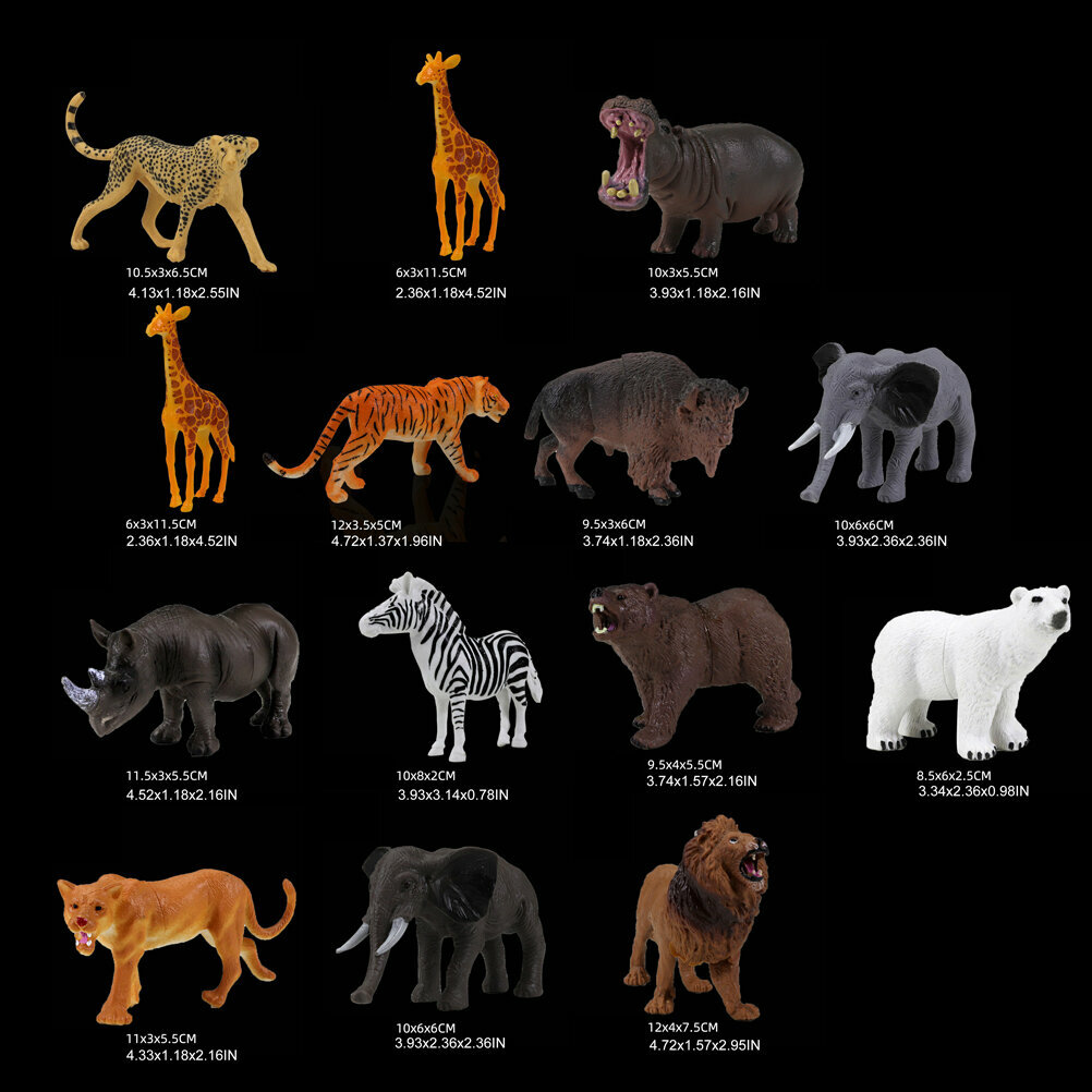 13 предметов мини-игрушек животных джунглей, реалистичные модели диких животных для детей