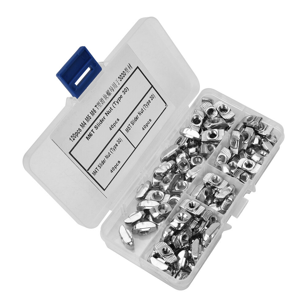 120 шт. гайки с Т-образным пазом, скользящие, M4, M5, M6, крепежные элементы для алюминиевых профилей 3030