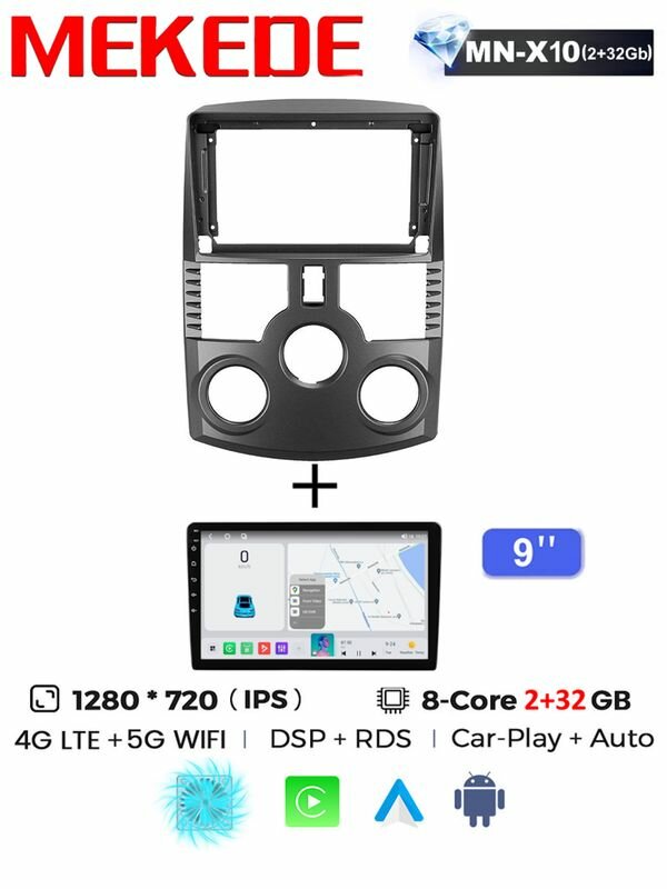 Магнитола 9" Mekede MN X10 Pro 2/32 Gb Toyota Rush J200 1 2006-2016 Правый руль carplay