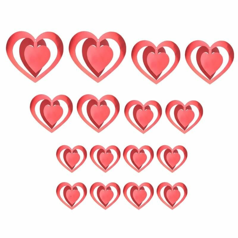Набор из 16 предметов, 3D-объемные украшения на День Святого Валентина-love red