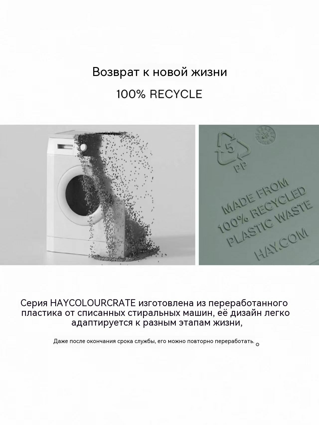 Складной ящик HAY Colour Crate, квадратный пластиковый контейнер для хранения, настольный органайзер