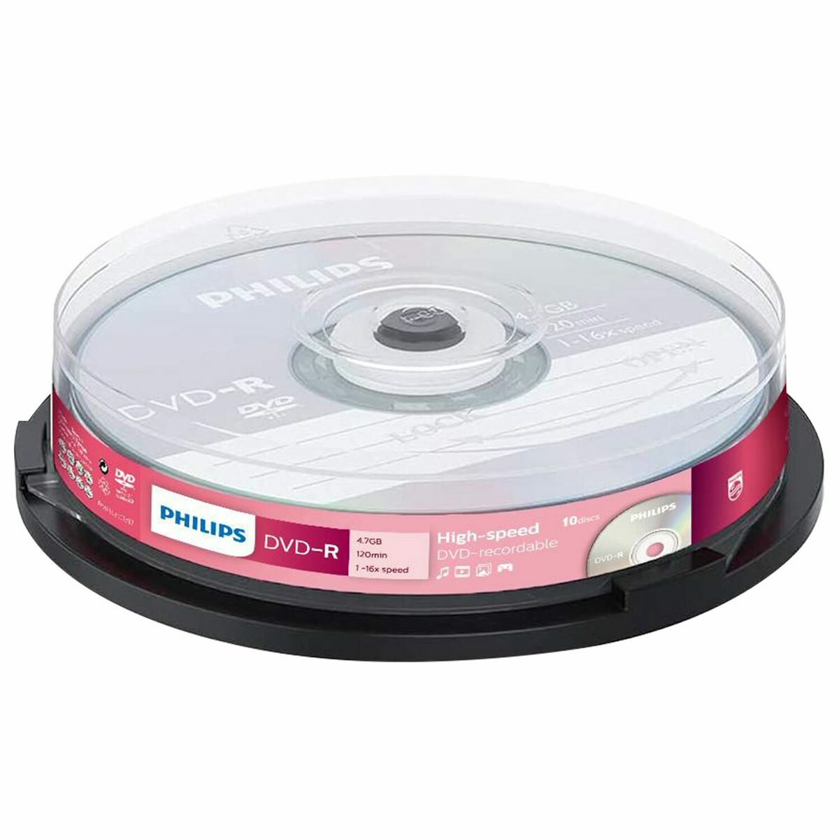 Оптический диск DVD-R Philips, 4.7Gb, 16x, cake box, комплект 10шт. (DM4S6B10F/97)