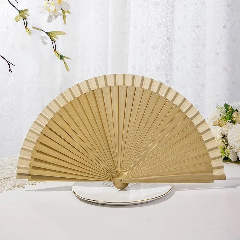 Портативный складной веер из простой ткани, элегантный китайский тканевый веер ручной работы для свадебных торжеств, вечеринок, танцев, декоративный складной веер