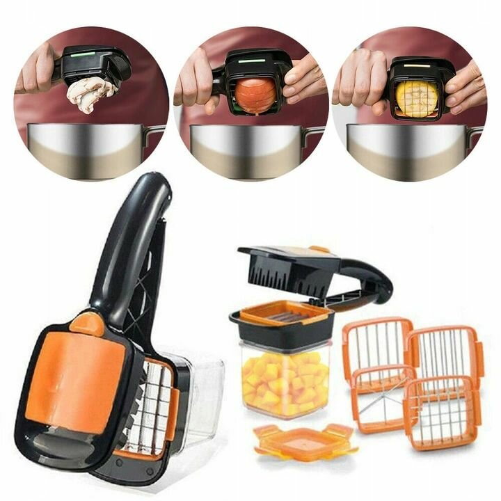 Овощерезка ручная 5 в 1/ Мини мульти-слайсер / Соломка / Кубики/ Дольки/ Ломтики / Аксессуар для кухни