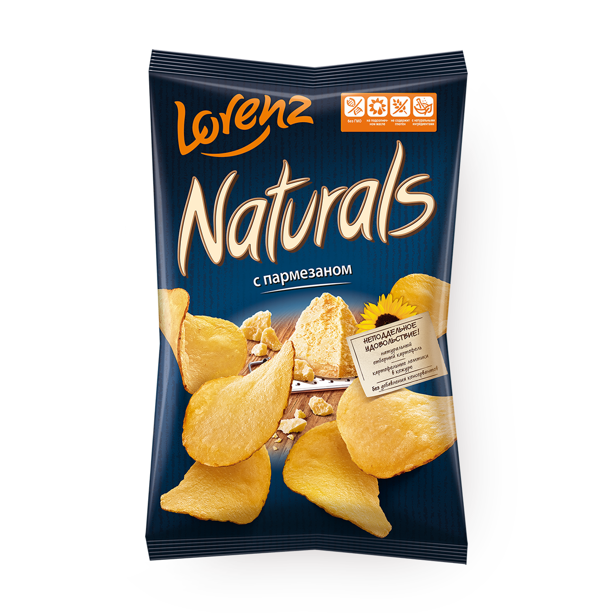 Чипсы Naturals Lorenz, картофельные, с пармезаном, 100 г, флоу-пак, 1 шт
