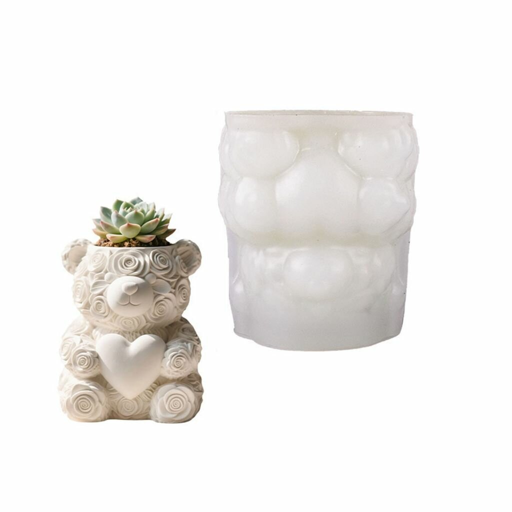 Силиконовая форма для цветочного горшка Rose love bear