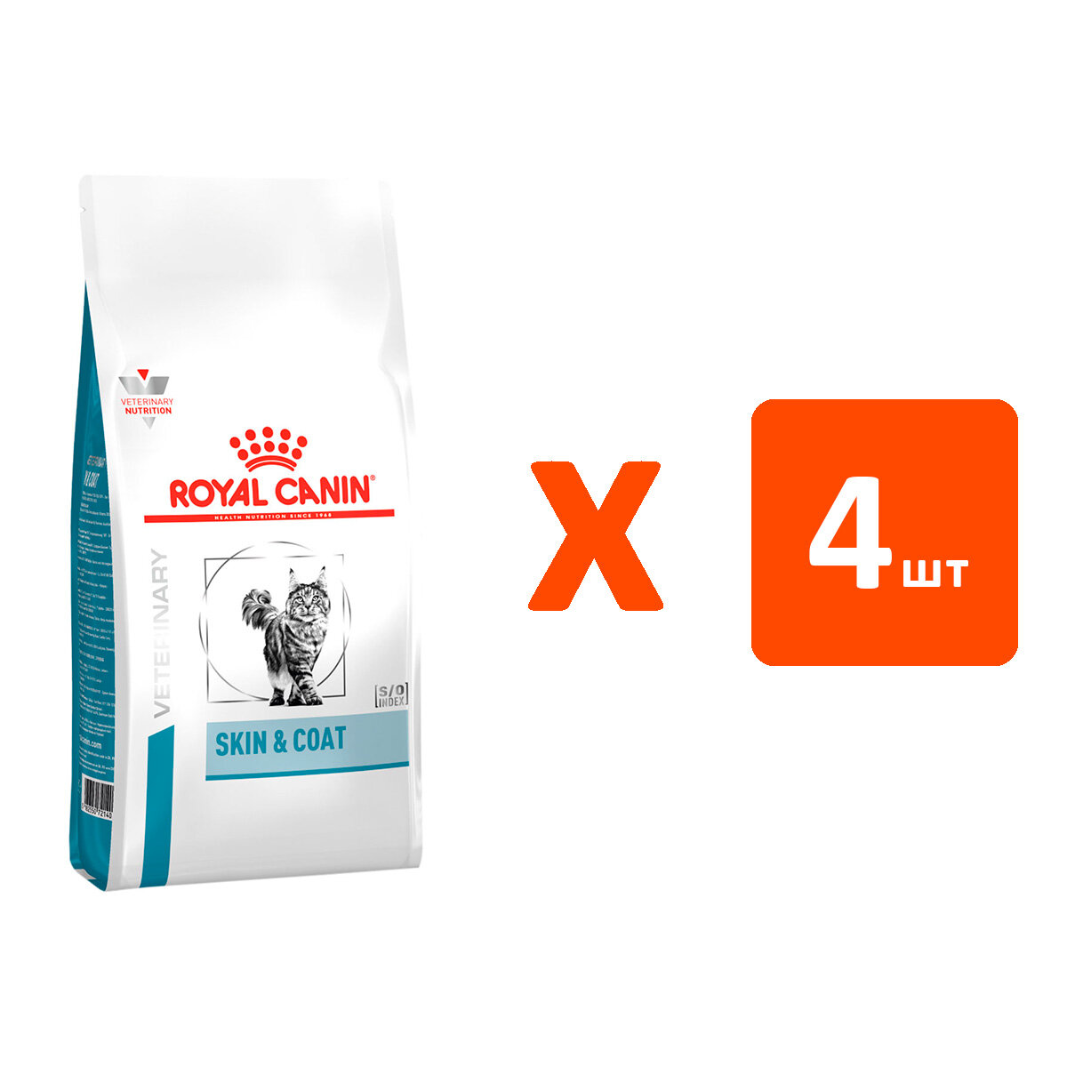 Корм сухой Royal Canin Skin & Coat для кастрированных котов и стерилизованных кошек, с чувствитвительной кожей и шерстью, 3,5 кг х 4 шт