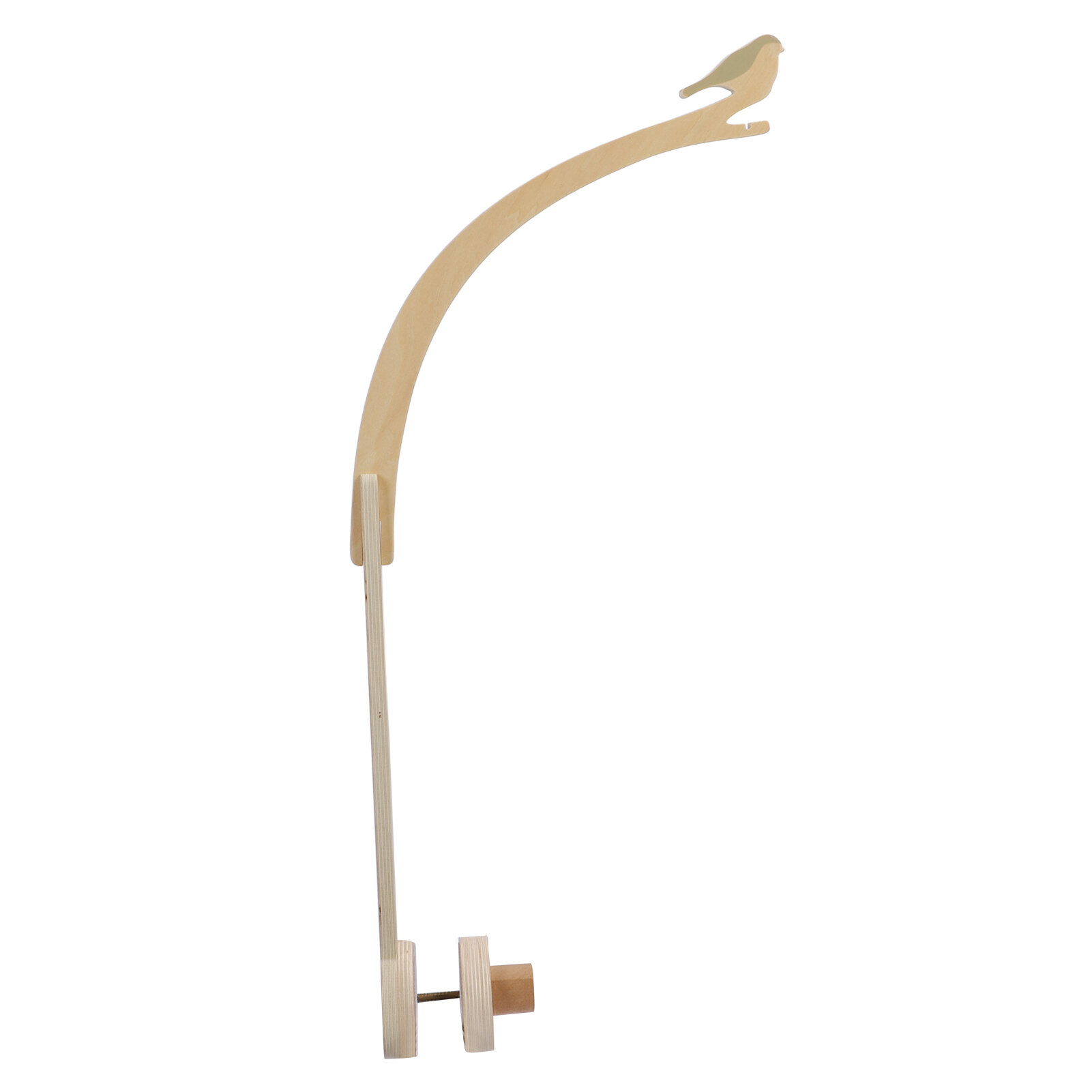 Baby Crib Mobile Arm Stable Height Adjustable Bird Shape Wooden Hanger for Home