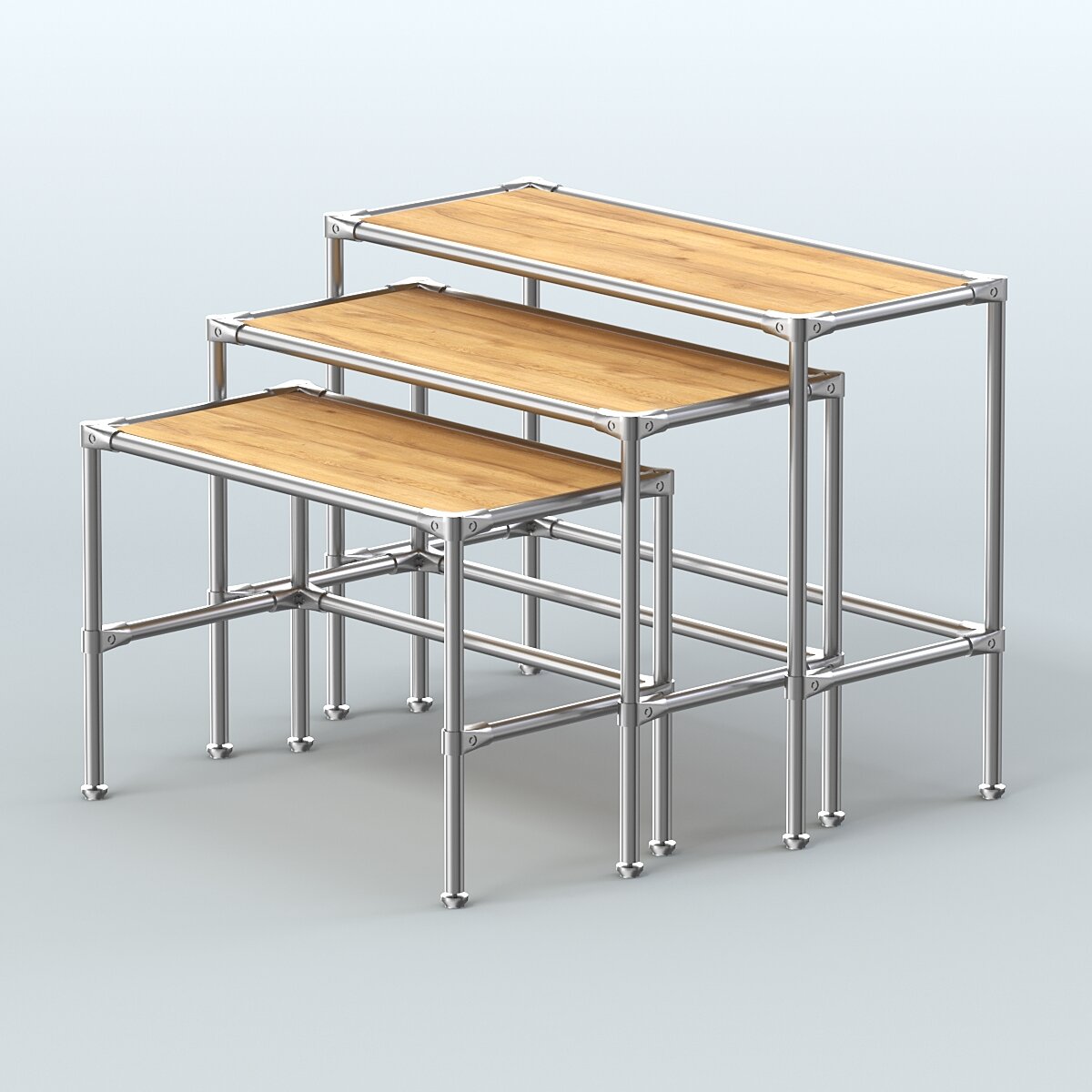 Комплект столов №1-4 с полками ДСП 16мм, Дуб Золотистый. Производство товара - компания ТОБ.