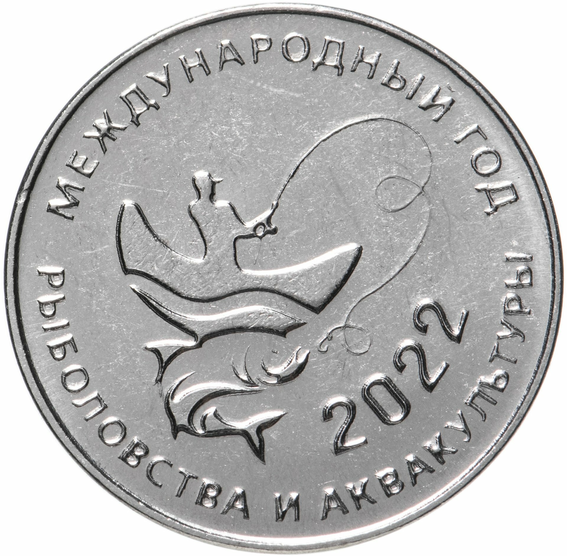 Приднестровье 25 рублей 2021 "2022 - Международный год рыболовства и аквакультуры", Никелированная сталь, в сохранности UNC