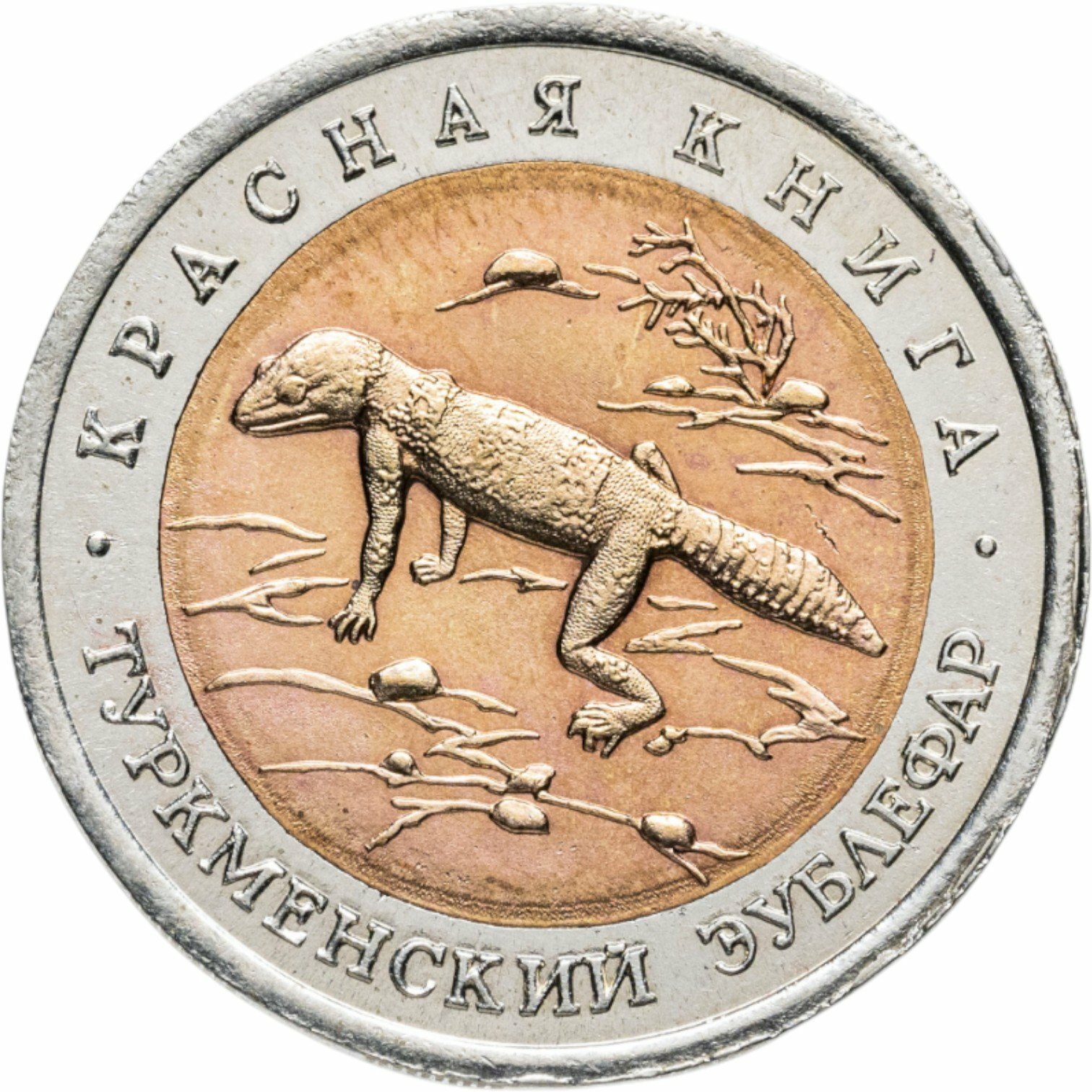 50 рублей 1993 ЛМД Туркменский Эублефар - Красная книга, Биметалл, в сохранности AU