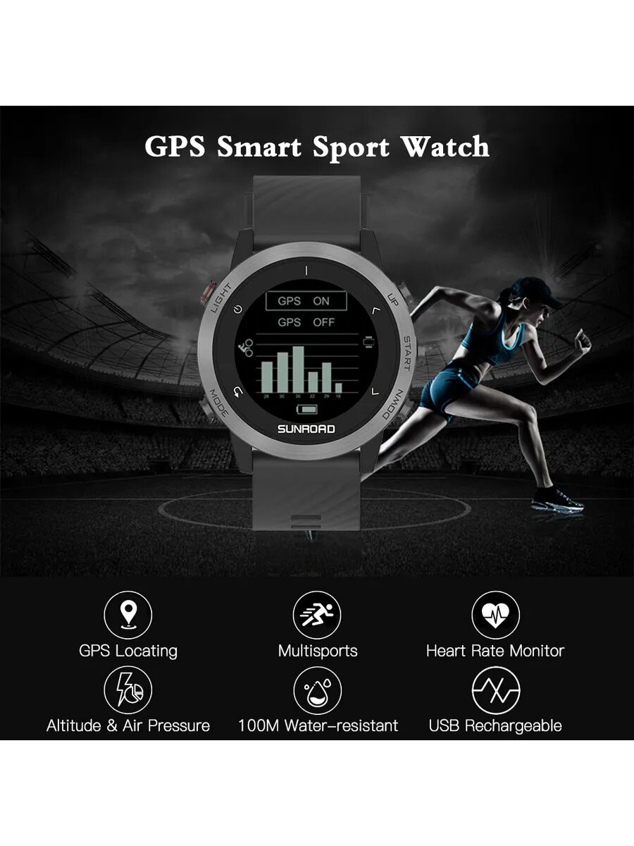 Спортивные часы с GPS, фитнес-трекер, наручные часы с