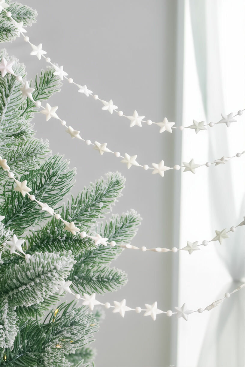 Бусы на ёлку звёздная тропинка, пластик, белые радужные, 270 см, Winter Deco 1001126