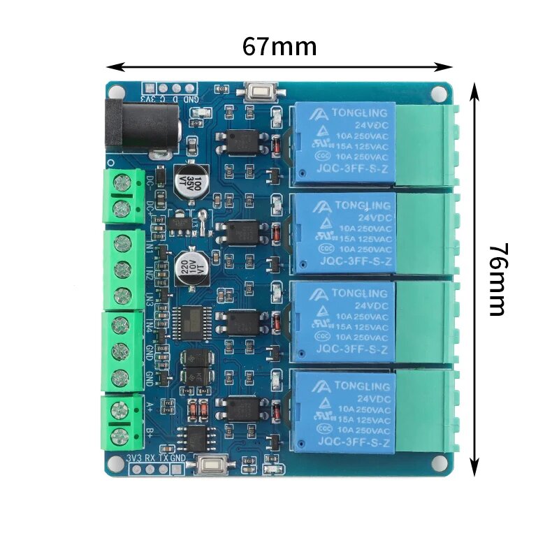 Релейный модуль Modbus-RTU 1/2/4/8 каналов 10A 5 В 12 В 24 В Переключатель Входной выход Оптопара Изоляция RS485 TTL Связь