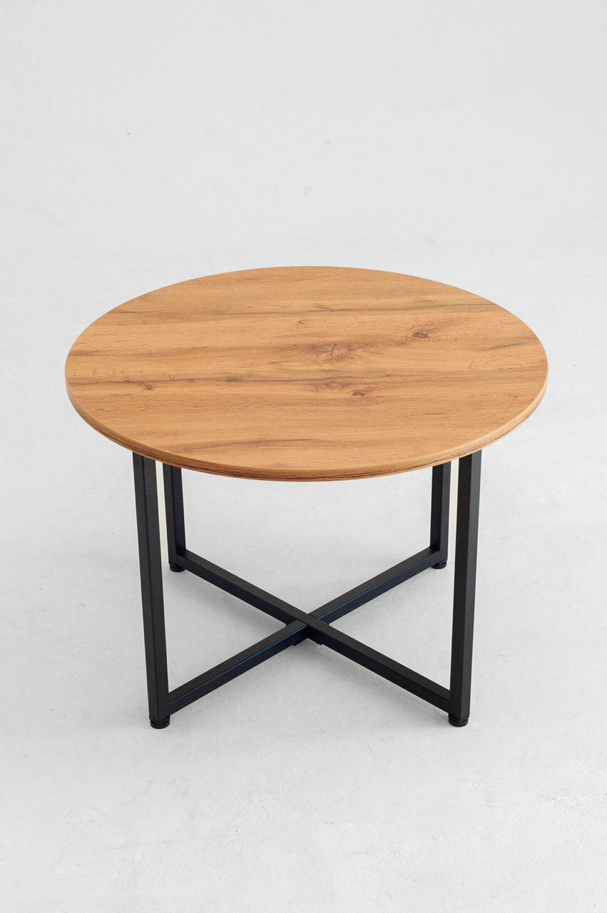 Журнальный столик круглый лофт коричневый