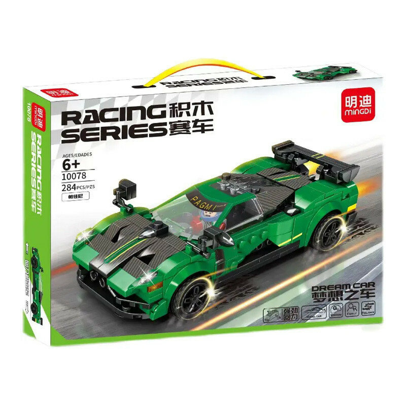 Конструктор MiNGDi 10078, "Зеленый гоночный автомобиль", 284 детали