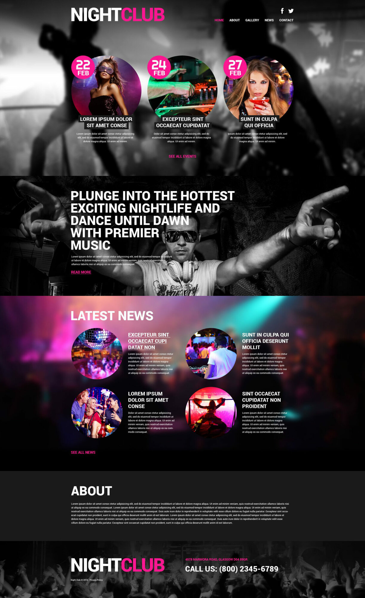 Подарочный сертификат на Шаблон для сайта Вордпресс с демоконтентом Night Club Euphoria WordPress Theme