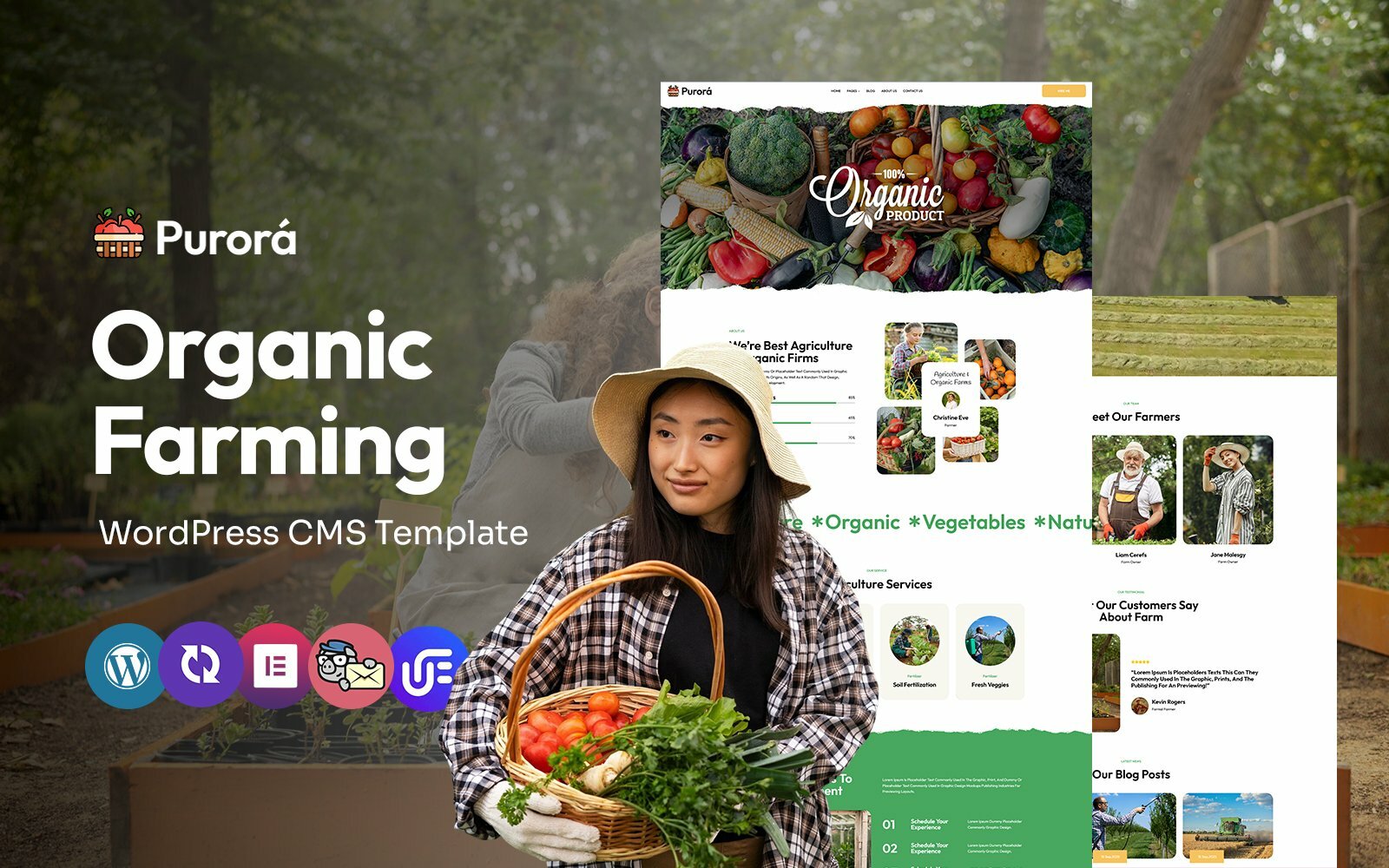 Подарочный сертификат на Шаблон для сайта Вордпресс с демоконтентом Purorá - Organic Farm And Agriculture Multipurpose WordPress Elementor Theme WordPress Theme