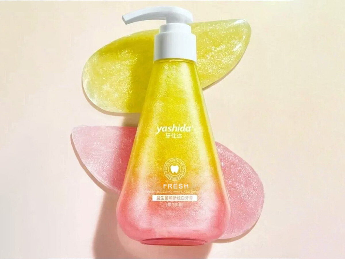 Гелевая зубная паста YASHIDA Fresh & Clean, персик и молоко, с дозатором, 220 грамм