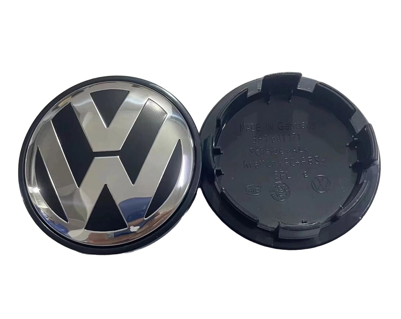 Центральный колпачок на диск (ступицу) Volkswagen, 65мм, черный серебро, 1шт