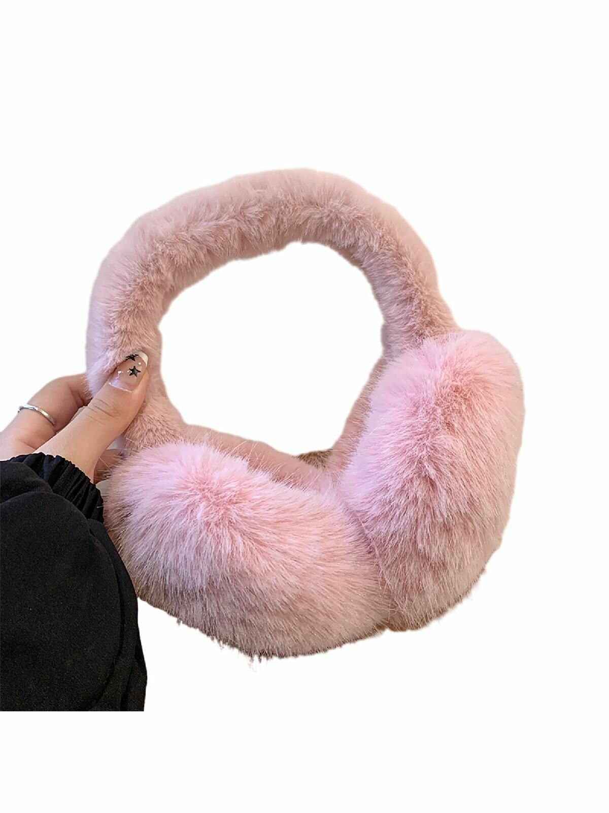 Наушники меховые, Осенне_зимние теплые наушники из искусственного меха лисы_розовый