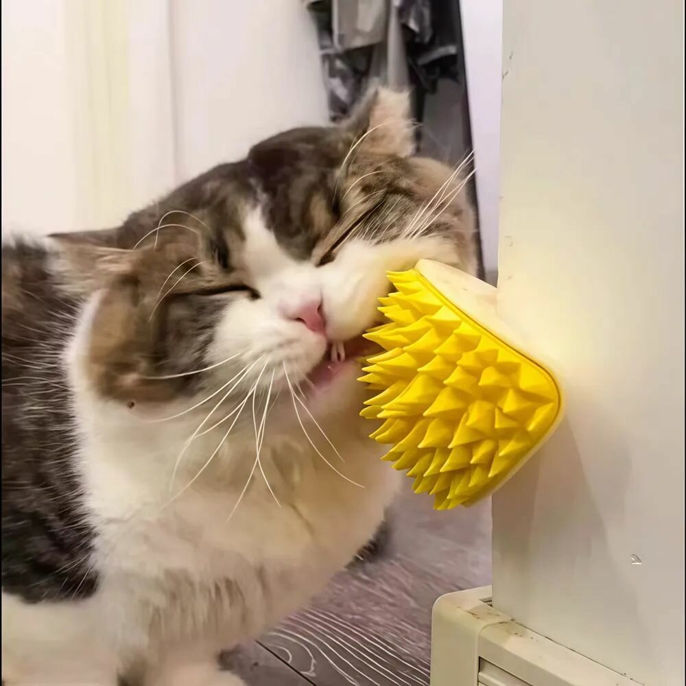 Чесалка для кошек угловая с кошачьей мятой, щетка для кошек, массажер для животных с креплением на стену.