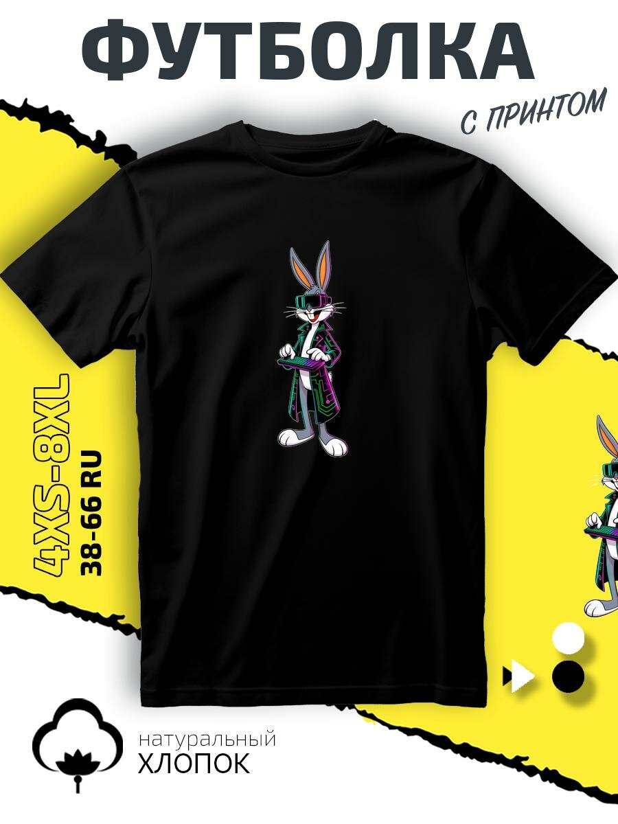 Футболка Багз Банни киберпанк хакер