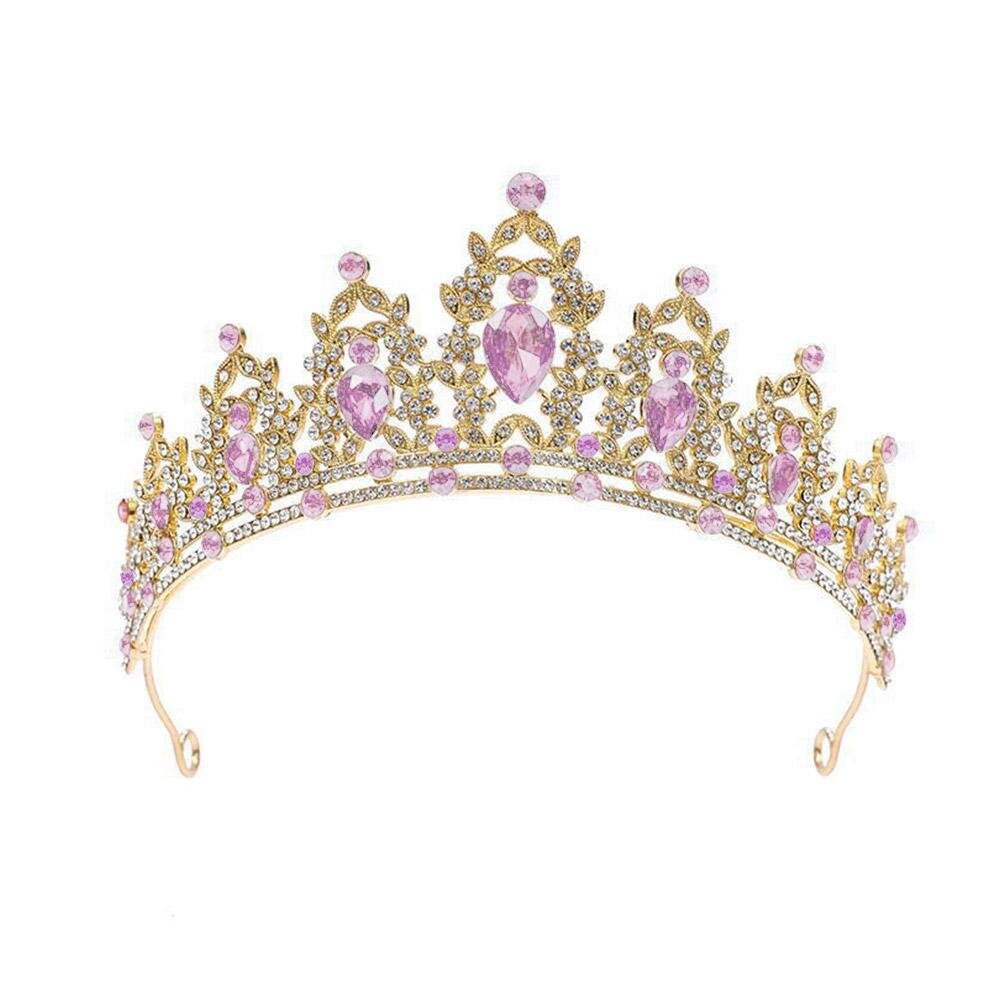 Диадема, корона на голову женская с камнями золотая, диадема на свадьбу, выпускной