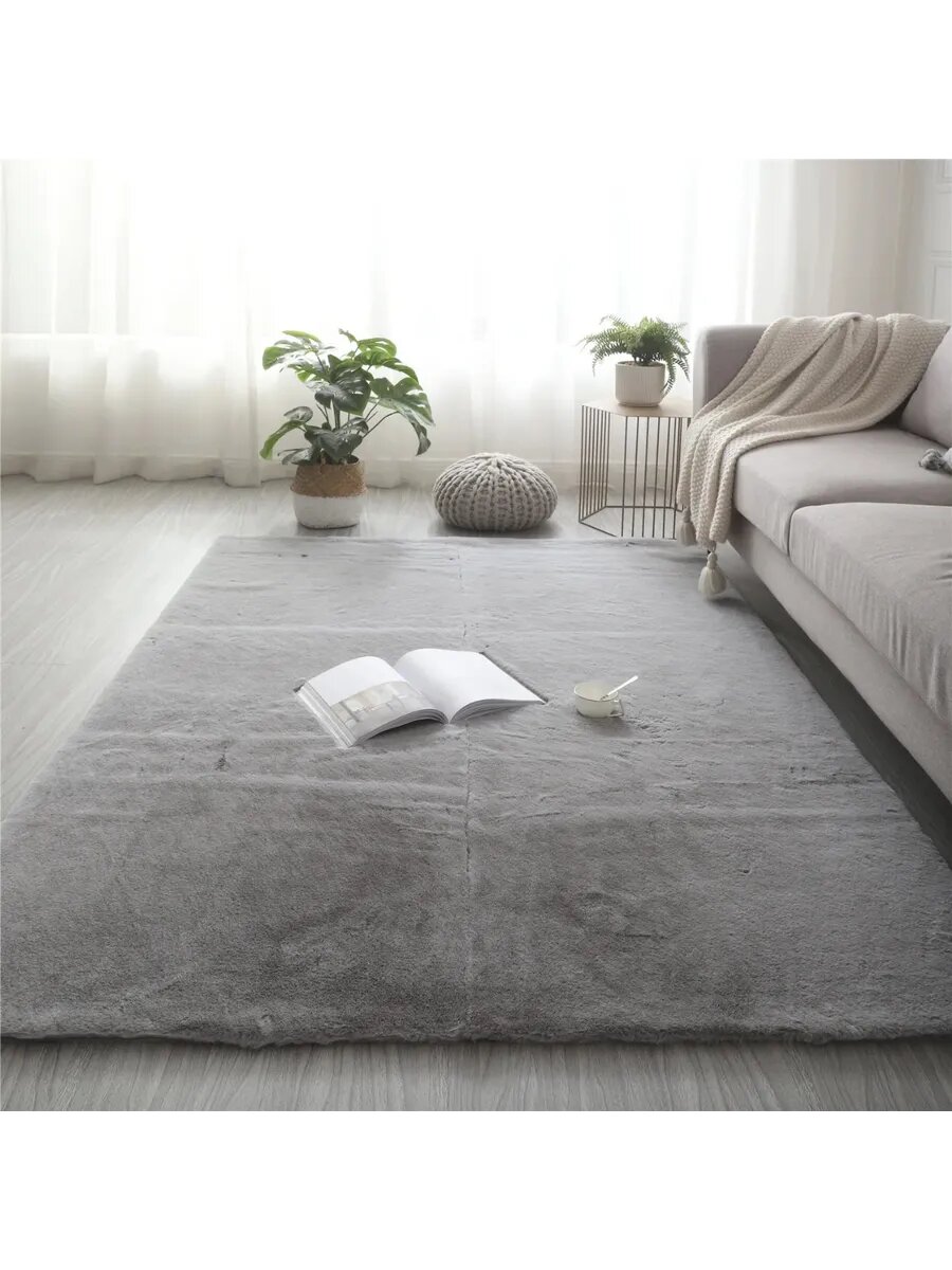 Ковер Natali's Carpets, прикроватный, круглый, мягкий, светло-серый 100х100 см