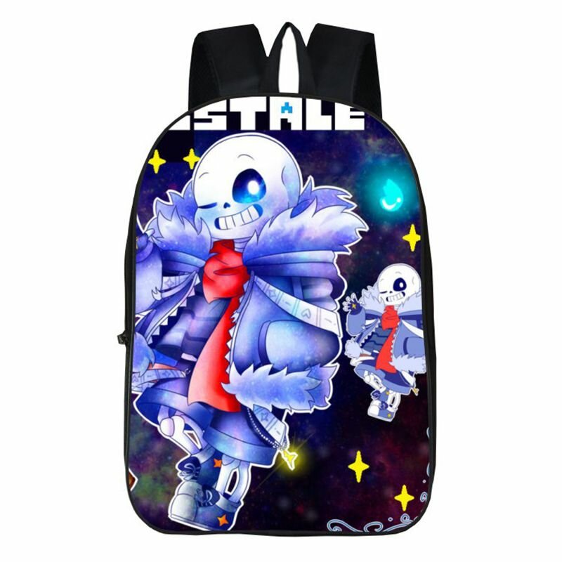 Рюкзак школьный undertale sans 17 дюймов, просторный, темно синий, легко чистится